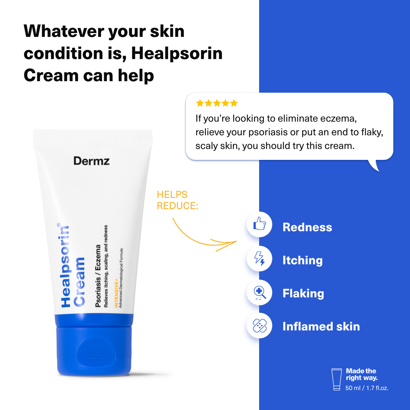 Healpsorin Cream for Psoriasis, Eczema and Dry Skin Symptoms 50ml