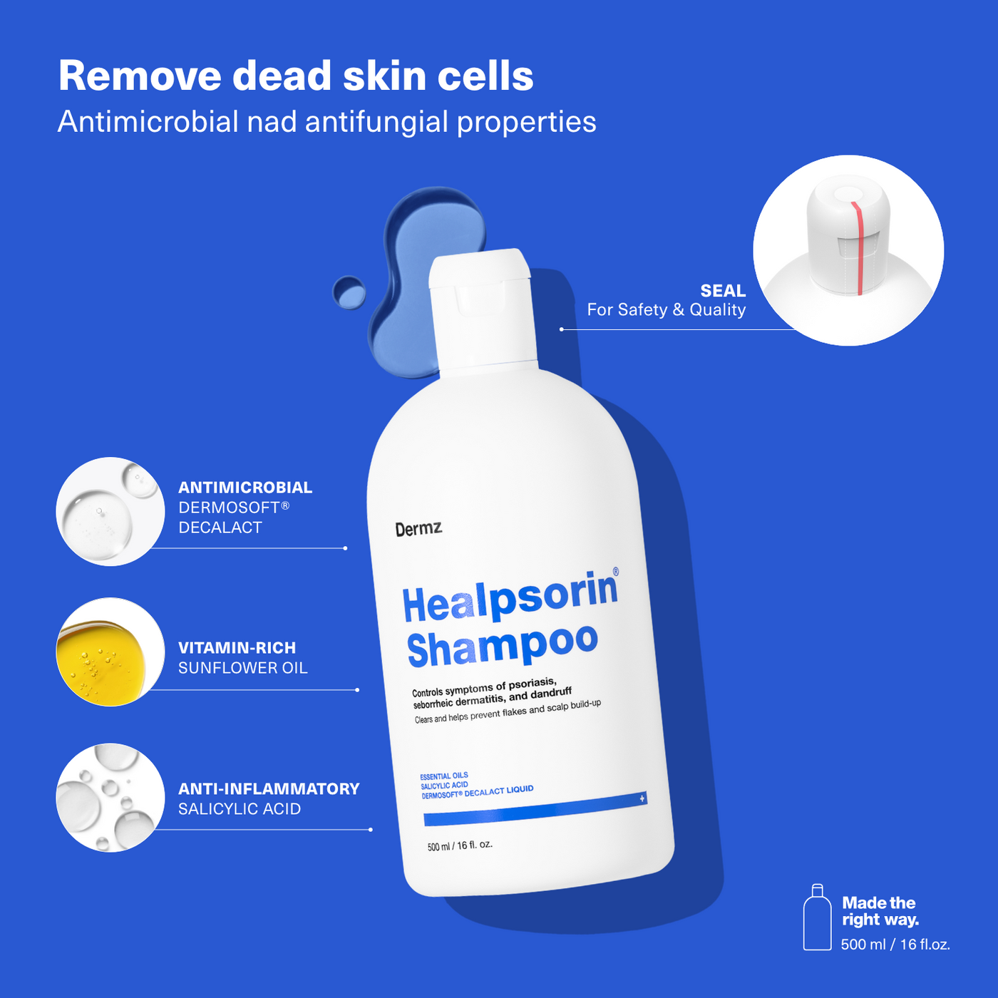 Healpsorin Shampoo for Dandruff, Psoriasis and Seborrheic Dermatitis ...